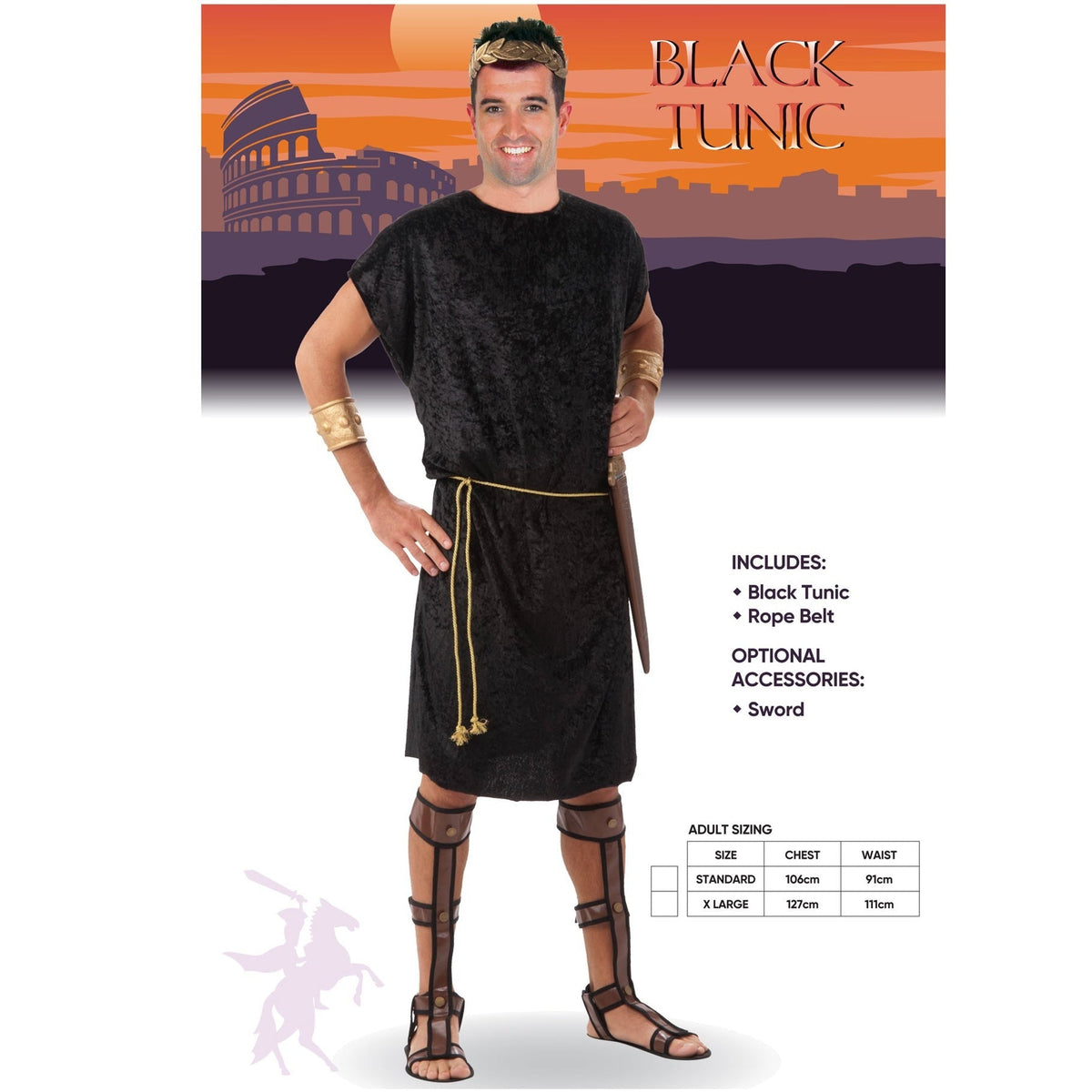 Buy Black Tunic Toga Roman Online from Australian Shop | Fast Delivery