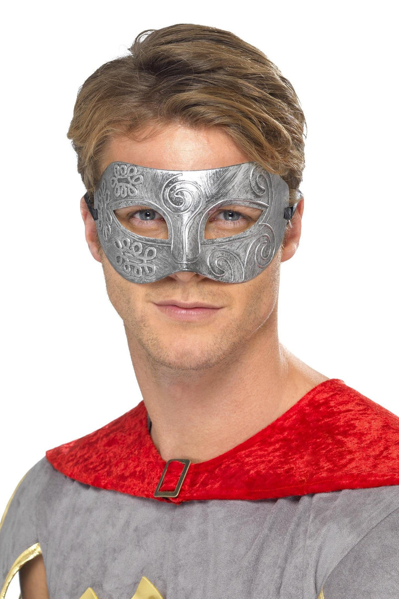 Warrior Silver Colombina Masquerade Mask - Stylish Men's Mask