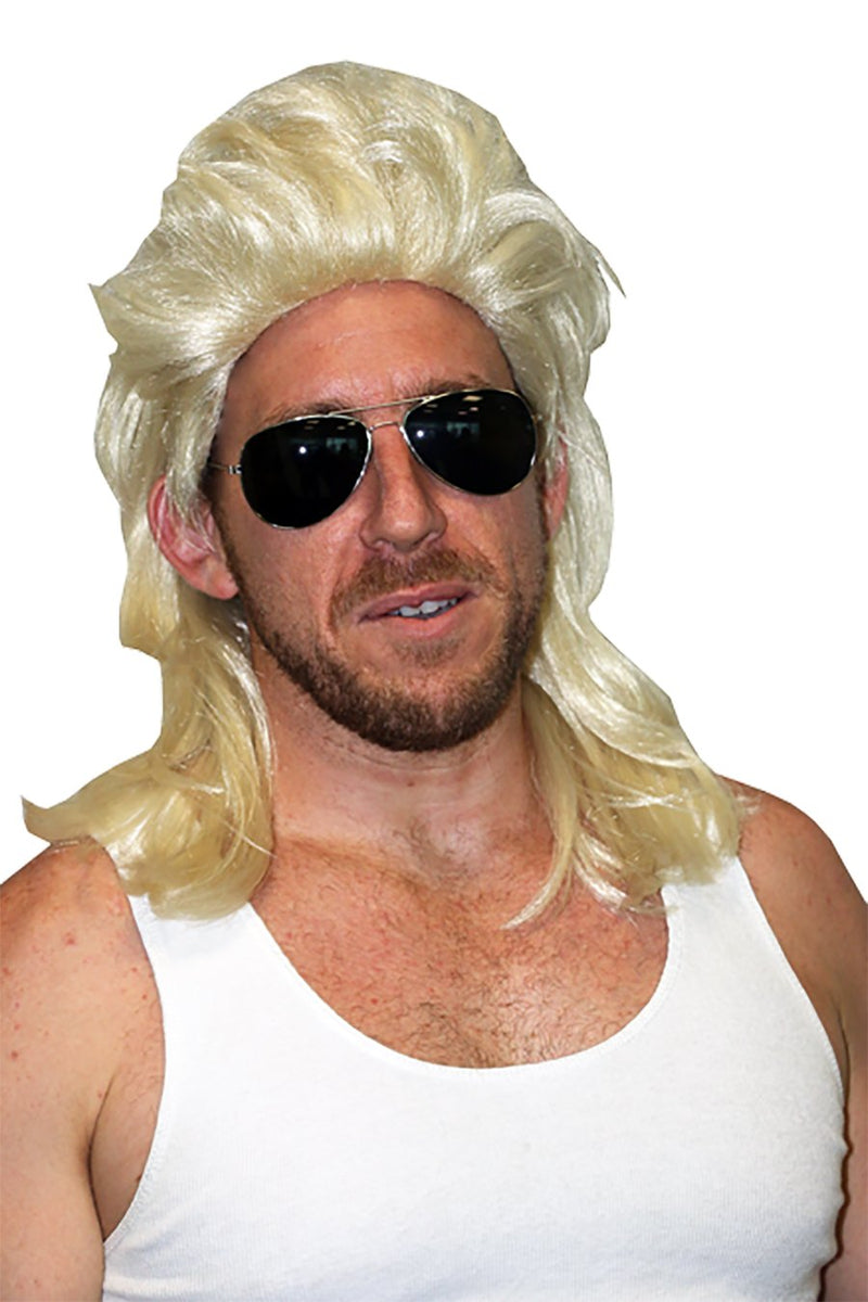 Bogan 80's Blonde Mullet Wig Costume Fancy Dress Party Accessory